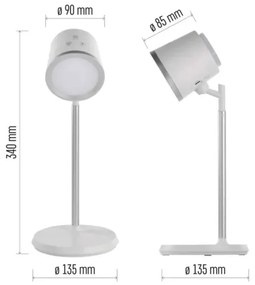 LED Stmívatelná nabíjecí stolní lampa 4v1 LED/6W/3,7V 3000K/4000K/6500K bílá