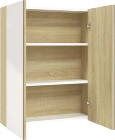 Koupelnová skříňka se zrcadlem 60x15x75 cm MDF bílá a dub 331530