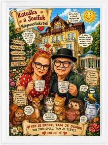 Srdcem darované Veselá osobní ilustrace na přání – Plakát A4 včetně rámečku Varianta grafického zpracování:: Pin Up