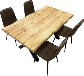 Vikio Jídelní set pro 4 osoby 140x90 cm dub-hnědá samet VJS214-4H-S