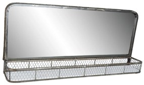 Kovové nástěnné zrcadlo s poličkou Vaten - 91*16*42 cm
