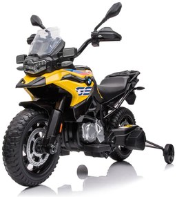 Dětská elektrická motorka BestBerg BBCC-80Y – BMW F 850 GS / nosnost 30 kg / Li-Ion baterie / žlutá