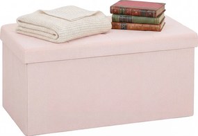 HOMCOM Úložný taburet, skládací úložná lavice 84 L 76x38x38 cm, potah z umělého lnu, růžová