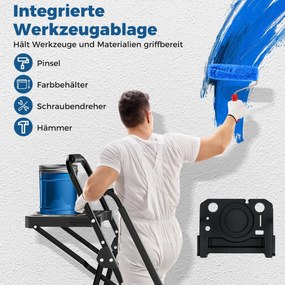Costway 5 Žebřík s přihrádkou na nářadí. Skládací žebřík pojme až 150 kg.