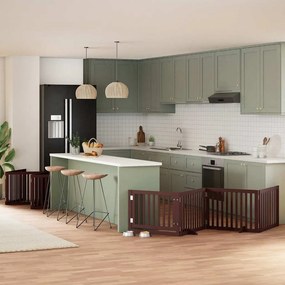 Zábrana pro psy s dvířky skládací 10 panelů hnědá 800 cm topol 3155691