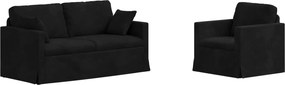 Set pohovek 2 ks Černá samet 3407557