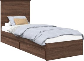 Postel s úložným prostorem se zásuvkou Hnědý dub 75 x 190 cm 3411263