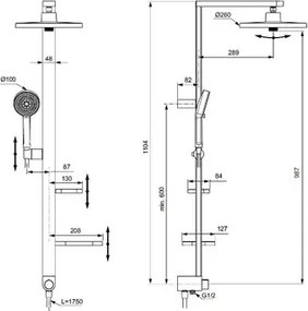 Ideal Standard ALU+ - Sprchový set bez baterie | průměr 26 cm | 2 prou