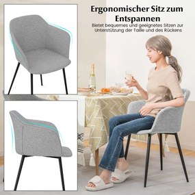 Costway Sada 2 jídelních židlí čalouněné židle s ergonomickým opěradlem šedo