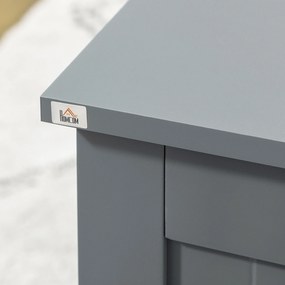 HOMCOM Úložný trunk pro ložnici – Úložná lavice se víkem, multifunkční úložný trunk s bezpečnostním pantem pro chodbu a obývací pokoj 81x40x46 cm Šedá