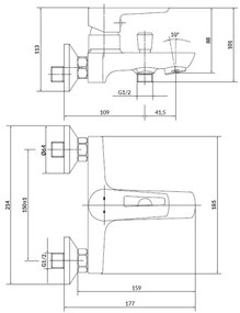 Cersanit S952-003 -Vanová sada s baterií + umyvadlová baterie MILLE lesklý chrom