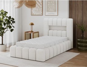 Krémová čalouněná jednolůžková postel s úložným prostorem s roštem 90x200 cm Lamica – ELTAP