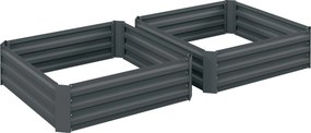 Outsunny 2-dílný vyvýšený záhon z oceli, studený rám pro rostliny, zahradní box na bylinky 100x100x30cm pro zahradu, balkon, terasu, záhon pro květin…