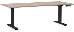 Výškově nastavitelný stůl OfficeTech D, 180 x 80 cm, černá podnož, dub