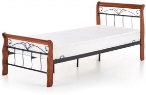 Kovová postel Veronica 90x200 jednolůžko antická třešeň/černá