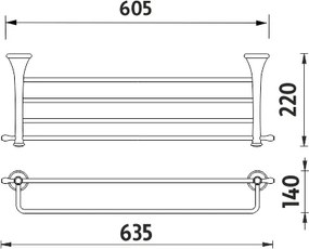 Nimco LADA Retro police na ručníky s hrazdou, 64 cm LA 19063-80