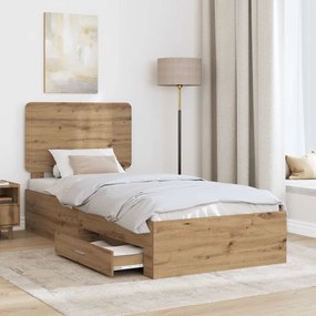 Rám postele s čelo Artisanový dub 90 x 200 cm Kompozitní dřevo 3412836