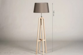 Stojací designová lampa Paola Grey and Natur Wood