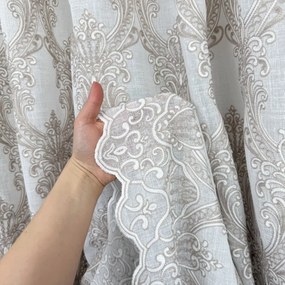 Voálová Luxusní vyšívaná záclona bílá Versailles Beige metráž Ervi 3634-13