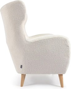 Bílé křeslo z textilie bouclé Patio – Kave Home