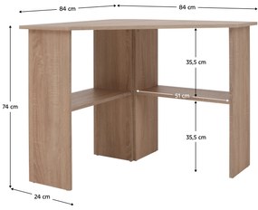 Kondela PC stůl, rohový, dub sonoma, RONY NEW