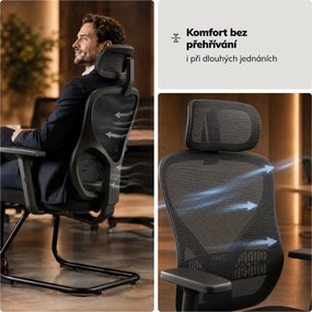 Černá kancelářská konferenční židle s opěrkou hlavy ORBIT