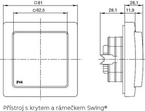 ABB Swing (L) zásuvka IP44 jasně bílá 5518G-A02989 B1 s průhledným víčkem