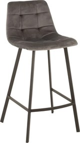 Šedá sametová barová židle Barstool Morgan Grey - 47*43*95cm