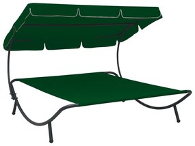 313526 vidaXL Zahradní postel s baldachýnem zelená