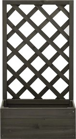 Zahradní truhlík s treláží šedý 50 x 25 x 90 cm masivní jedle 314831