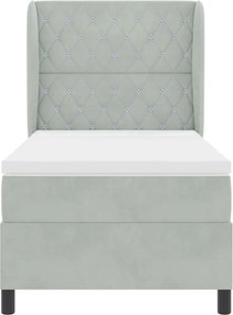 Postel s boxspringem s matrací Světle šedá 200 x 90 cm samet 3340856