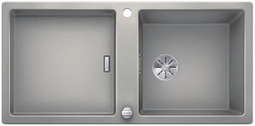 Granitový dřez Blanco ADON XL 6 S InFino perlově šedá + dřevěná krájecí deska, nerez drát. koš a excentr 523607