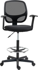 Ergonomická kancelářská židle Vinsetto kancelářská židle, otočná židle, kreslící židle, nastavitelný kroužek na nohy, do 120 kg, černá, 60x56x110-132…