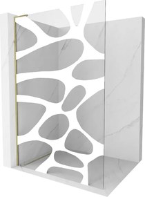 Mexen Kioto L, sprchová zástěna Walk-In 70 x 200 cm, 8mm čiré sklo bílý vzor, ​​zlatý lesklý profil, 800-070-103-50-97