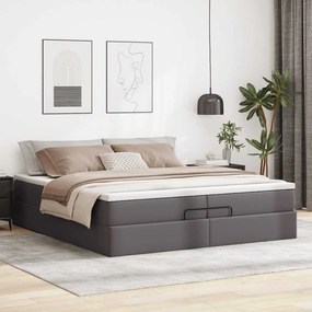 Osmanský rám postele s matrací šedá 200x200cm umělá kůže 3311059
