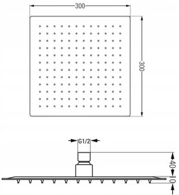 Mexen CUBE, podomítkové rameno 40cm + sprchová hlavice 30x30cm, černá, 79112-70+79130-70