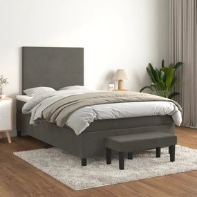 vidaXL Box spring postel s matrací 120 x 200 cm samet [3137717] Barva: Tmavě šedá