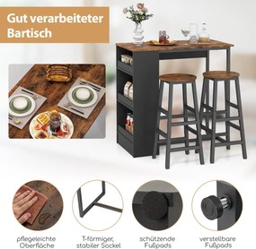 Costway Kuchyňský stůl se 2 stoličkami, prostorově úsporný bistro jídelní set