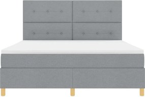 Postel s boxspringem s čelo Světle šedá 180 x 200 cm textil 3339637