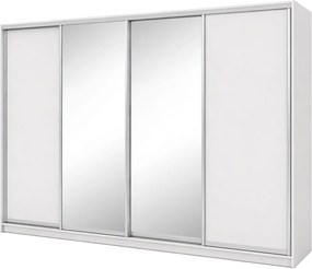 Skříň s posuvnými dveřmi 3000x2400x600 2LTD 2 zrcadla nymphea alba, profil stříbrný