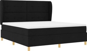 Postel s boxspringem s čelo Černý 200 x 180 cm textil 3340769