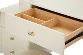Designový toaletní stolek s taburetkou Pembroke krémový
