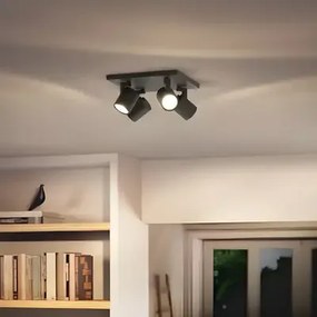 Philips Runner 4x GU10 20W černá / Bodové svítidlo / IP20 / bez zdroje