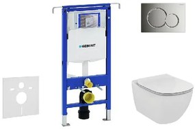 Geberit Duofix - Modul pro závěsné WC s tlačítkem Sigma01, lesklý chrom + Ideal Standard Tesi - WC a sedátko 111.355.00.5 NF2