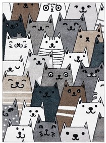 Dywany Łuszczów, Dětský kusový koberec Fun Gatti Cats multi, 160x220, šedá, dětský pokoj