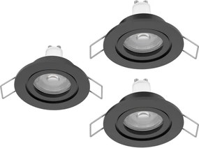 Eglo 902237 -SADA 3xLED Kou. podh. svítidlo BARRANCO 1xGU10/4,5W/230V IP44 černá