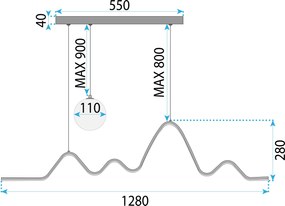 Toolight Toolight, LED závěsné osvětlení 120cm, 36W, 3000K, LHJ033-CP, černá matná, OSW-60020