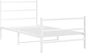 vidaXL Kovový rám postele s hlavovým a nožním čelem 100 x 200 cm [355427] Barva: Bílá