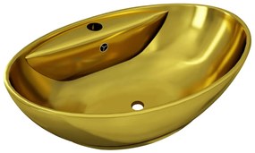 Umyvadlo s přepadem - keramika - zlaté | 58,5x39x21 cm