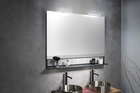 Sapho, ERUPTA zrcadlo s poličkou a LED osvětlením 100x80x12cm, černá mat